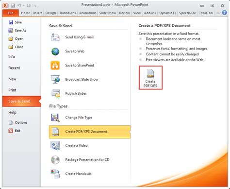 Save As PDF In PowerPoint 2010 For Windows