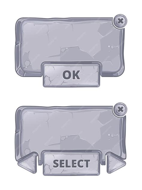 만화 스타일의 벡터 돌 패널 게임 Ui 텍스처 Gui 인터페이스 앱 일러스트레이션 무료 벡터