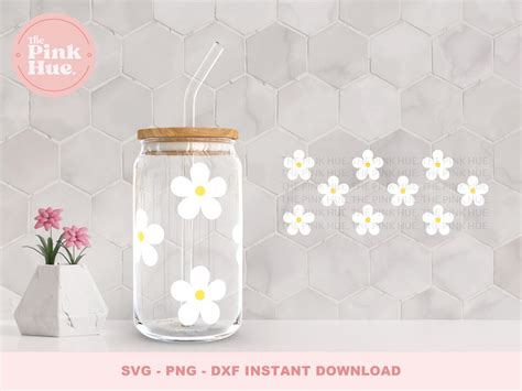 Libbey Glass Can Wrap Daisy Libbey Cup 16oz Libbey Cup Etsy