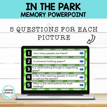 Working Memory PowerPoint Visual Recall In The Park TPT