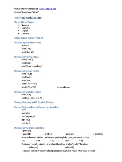 r training for print pdf comma separated values matrix mathematics