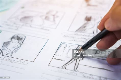 프로세스 제작 미디어 필름을 위한 사전 제작 스토리텔링 드로잉 크리에이티브를 위한 스토리 보드 동영상 레이아웃을 실습 합니다