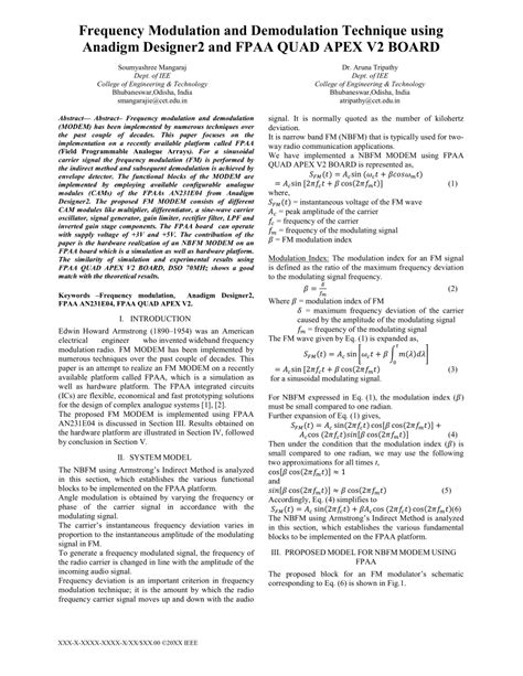 pdf frequency modulation and demodulation technique using anadigm