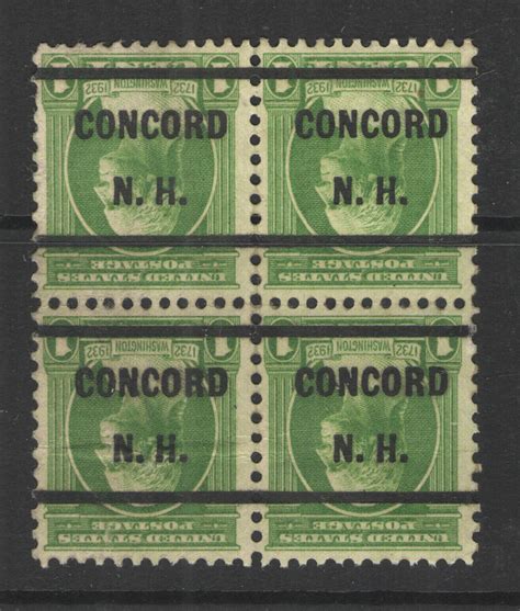 US 1932 Sc 705 MH DG VG Block 4 Concord N H Precancel United