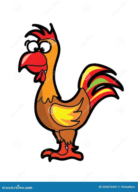 Rooster In Bright Colors Farm Birds Cute And Funny Colorful Farm