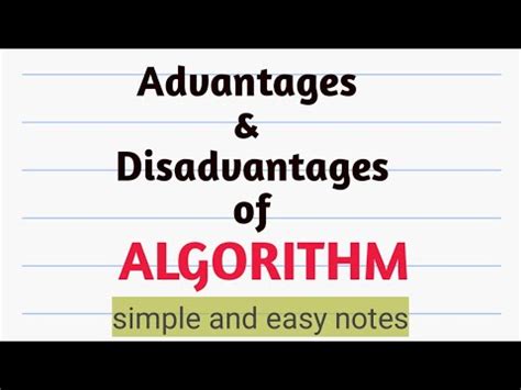 Advantages And Disadvantages Of Algorithm YouTube