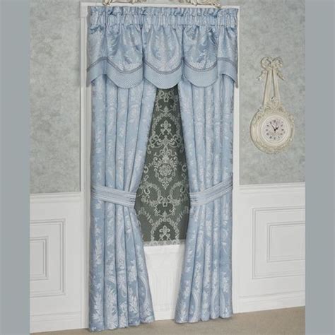 Contessa Powder Blue Scalloped Valance Window Treatment