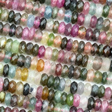 Rainbow Tourmaline 25 3x5mm Faceted Rondelle Beads 8 Inch Strand