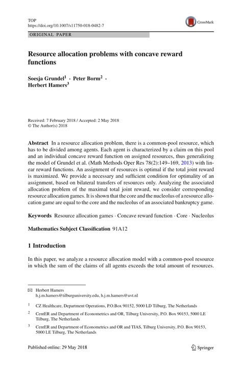 pdf resource allocation problems with concave reward functions