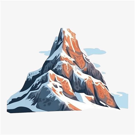 卡通手绘雪山山峰素材图片免费下载 千库网