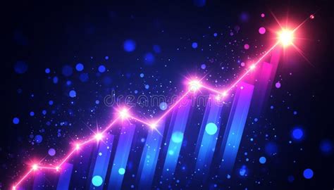 Upward Trend Ascending Blue Graph Line On A Dark Blue Gradient Background Business Growth