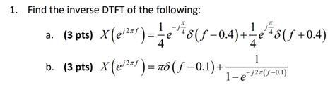 Solved Find The Inverse DTFT Of The Following Chegg Com