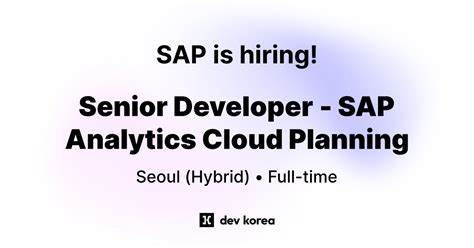 Senior Developer Sap Analytics Cloud Planning At Sap • Seoul Dev Korea