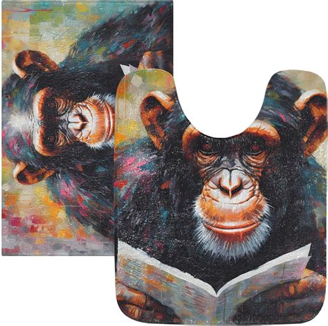Hotbar Bathroom Rug Gorilla Reading Plush Water Absorbent Bath Mat