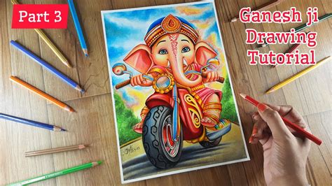 Ganesha Drawing Cute Ganesh Ji Drawing Tutorial 😍 Colouring Tutorial Part 3 Youtube
