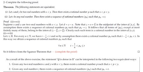 Solved 2 Complete The Following Proof Theorem The Chegg Com