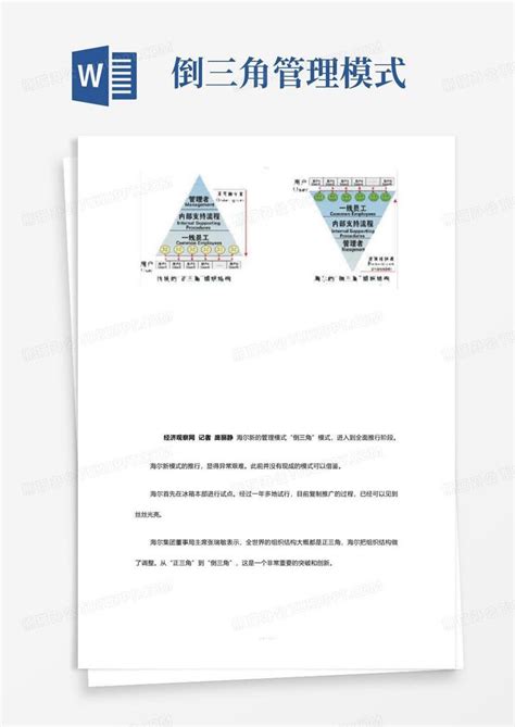 倒三角管理模式 Word模板下载 编号qvrvaopk 熊猫办公