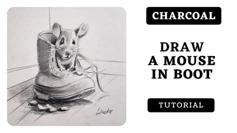 How To Draw A Mouse In A Shoe With Charcoal Pencil YouTube
