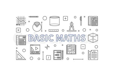 Basic Maths Concept Vector Outline Horizontal Banner Math Colourbox