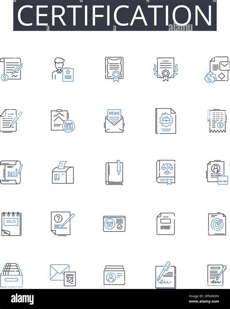 Certification Line Icons Collection Approval Accreditation Authentication Authorization