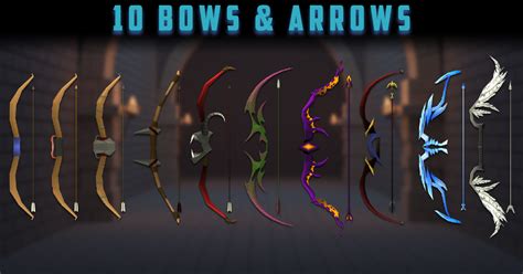 Ten Bow And Arrows 12 Bonus Arrows 3d Weapons Unity Asset Store