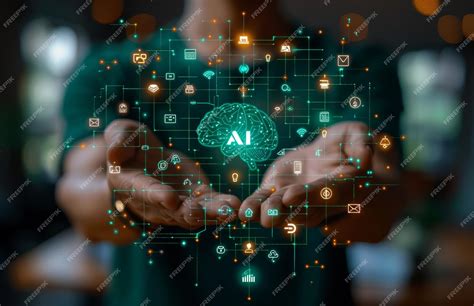 Premium Photo Person Interacting With Futuristic Ai Technology Concepts In A Digital Interface