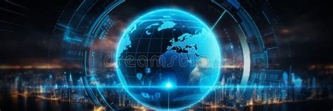 Futuristic Digital Infographic Holographic Globe Interactive Graphs