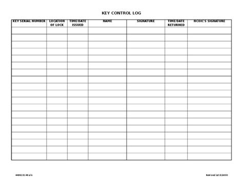 Key Control Log Pdf