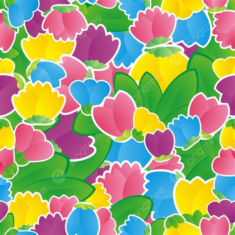 Seamless Colorful Flowers Pattern Vector Background Seamless Flowers Pattern Background Image