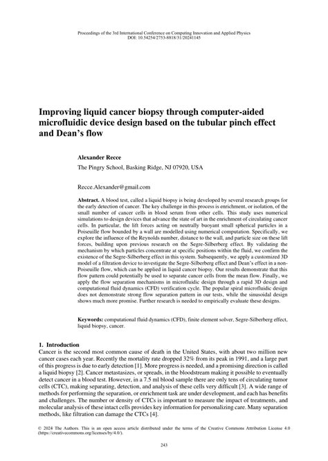 Pdf Improving Liquid Cancer Biopsy Through Computer Aided Microfluidic Device Design Based On