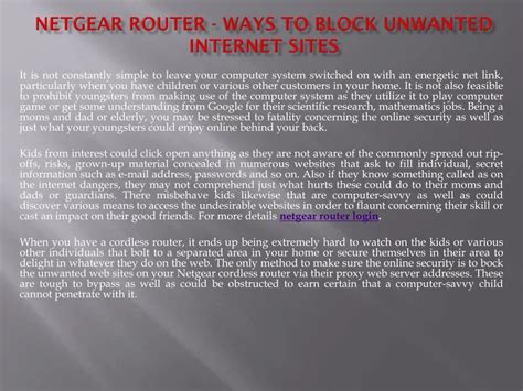 Ppt Netgear Router Ways To Block Unwanted Internet Sites Powerpoint Presentation Id7739703