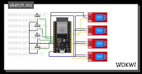 4 Relays E 4 Interruptores Wokwi Esp32 Stm32 Arduino Simulator