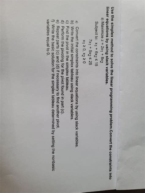 answered use the simplex method to solve the… bartleby