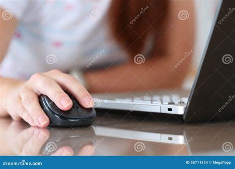 Female Hand Holding Computer Wireless Mouse Royalty Free Stock Image CartoonDealer Com 58711354