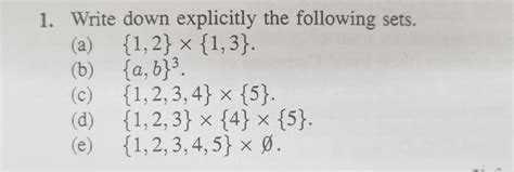 solved 1 write down explicitly the following sets b fa