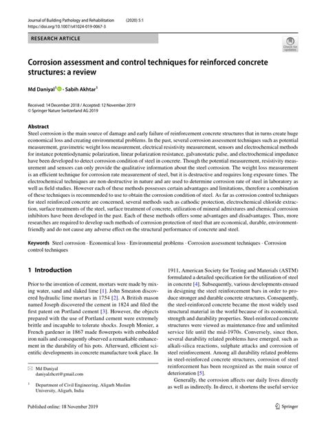 Pdf Corrosion Assessment And Control Techniques For Reinforced Concrete Structures