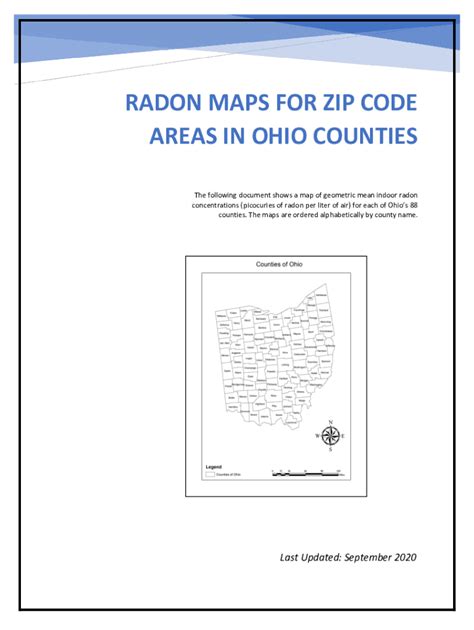 Fillable Online Odh Ohio Radon Maps For Zip Code Areas In Ohio Counties