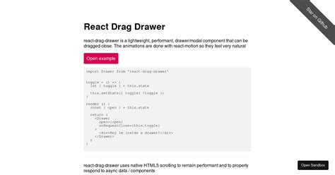 React Drag Drawer Forked Codesandbox