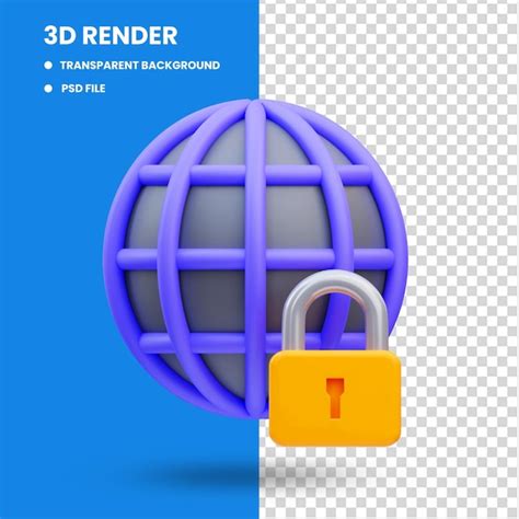 Premium Psd 3d Safe Internet Cyber Security Icon Illustration Rendering