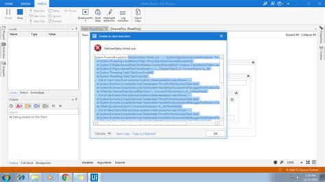 Am Getting Unable To Start Execution Error Getuserstatus Time Out While Excuting A Process