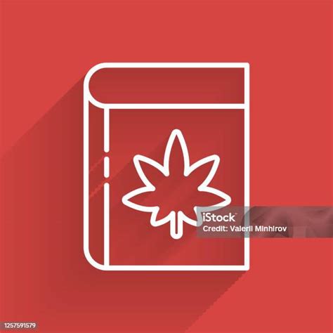 긴 그림자로 고립 된 화이트 라인 책과 마리화나 또는 대마초 잎 아이콘 대마 기호 벡터 일러스트레이션 건강 진단에 대한 스톡 벡터 아트 및 기타 이미지 Istock