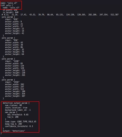 TDA4VL Q1 Prototxt Question Detection Output Parameter Processors
