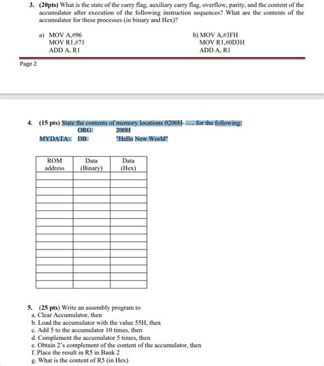 Solved 3 20pts What Is The State Of The Carry Flag