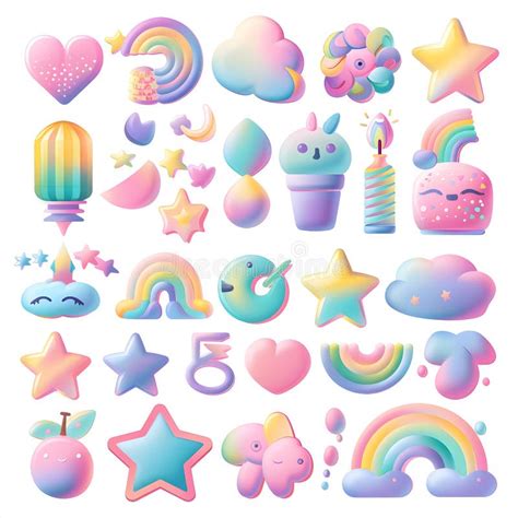 A Collection Of Colorful And Whimsical Cartoon Characters Stock