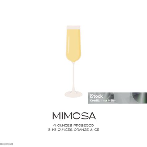 샴페인 유리에 미모사 칵테일 오렌지 주스와 프로 세코를 곁들인 여름 아페리티프 레시피 믹스 로지 미니멀리스트 간단한 사각형 카드