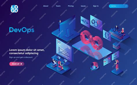 Premium Vector Devops Concept 3d Isometric Web Landing Page People