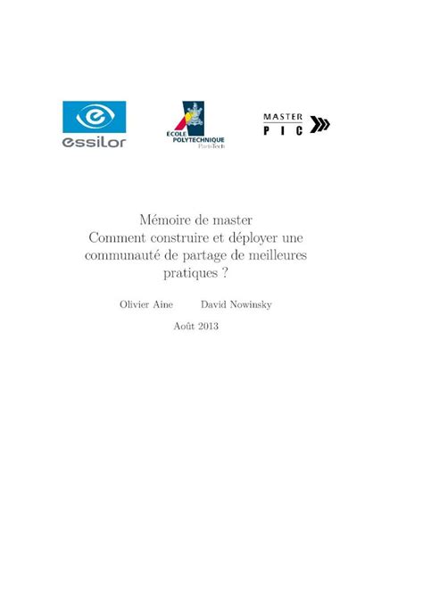 PDF Mémoire de master Comment construire et déployer une Essilor