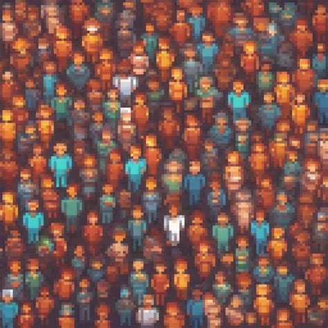 Pixel Art Crowd Scene With Diverse Individuals Premium Ai Generated Image