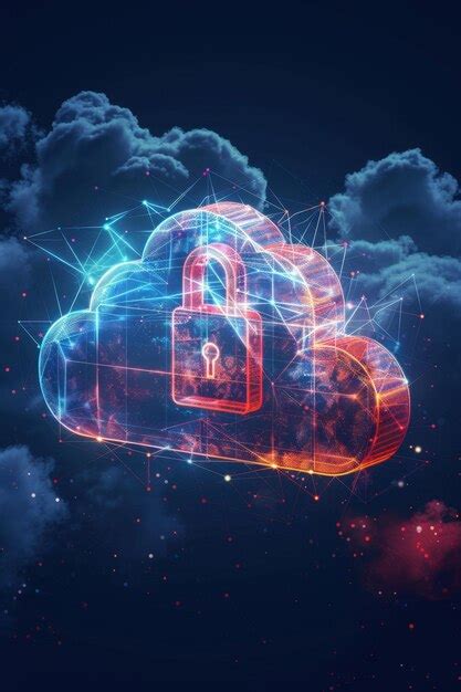 Illustration Of Secure Cloud Computing With Padlock Symbol Data