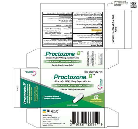 Dailymed Proctozone B Bisacodyl Suppository